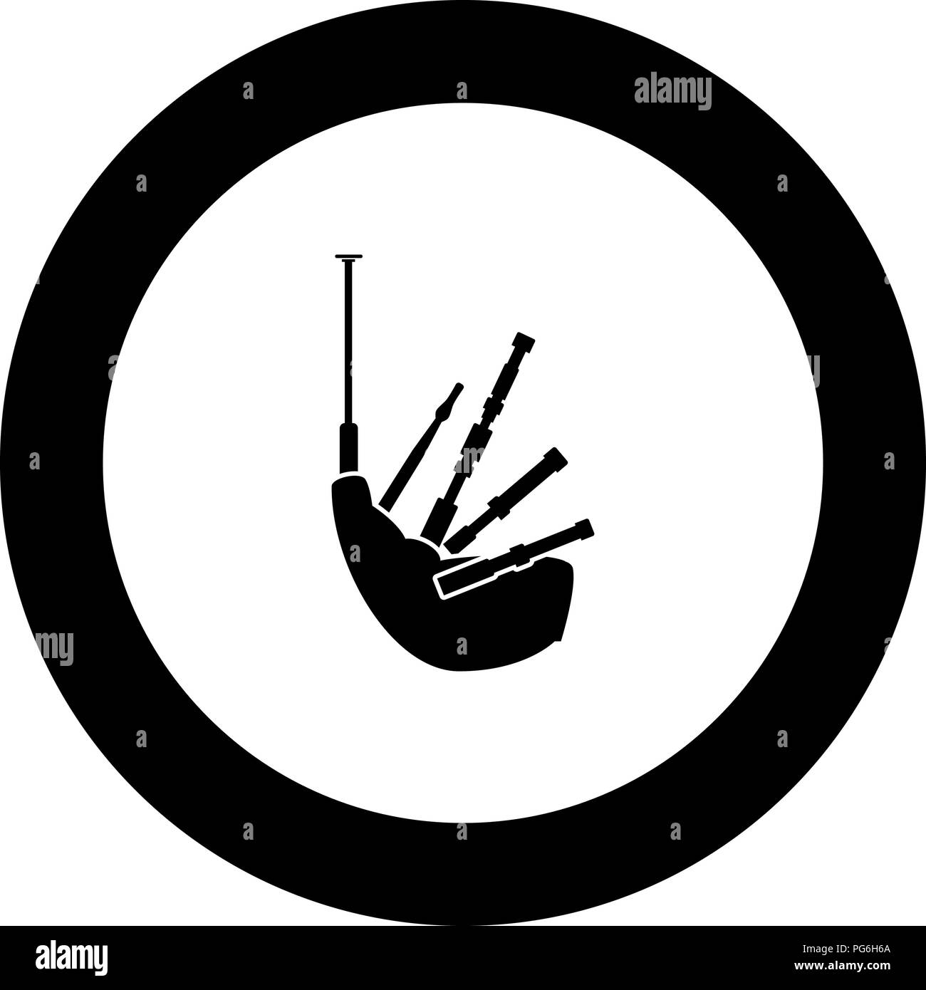 Bagpipes icon black color in round circle vector I Stock Vector Image ...