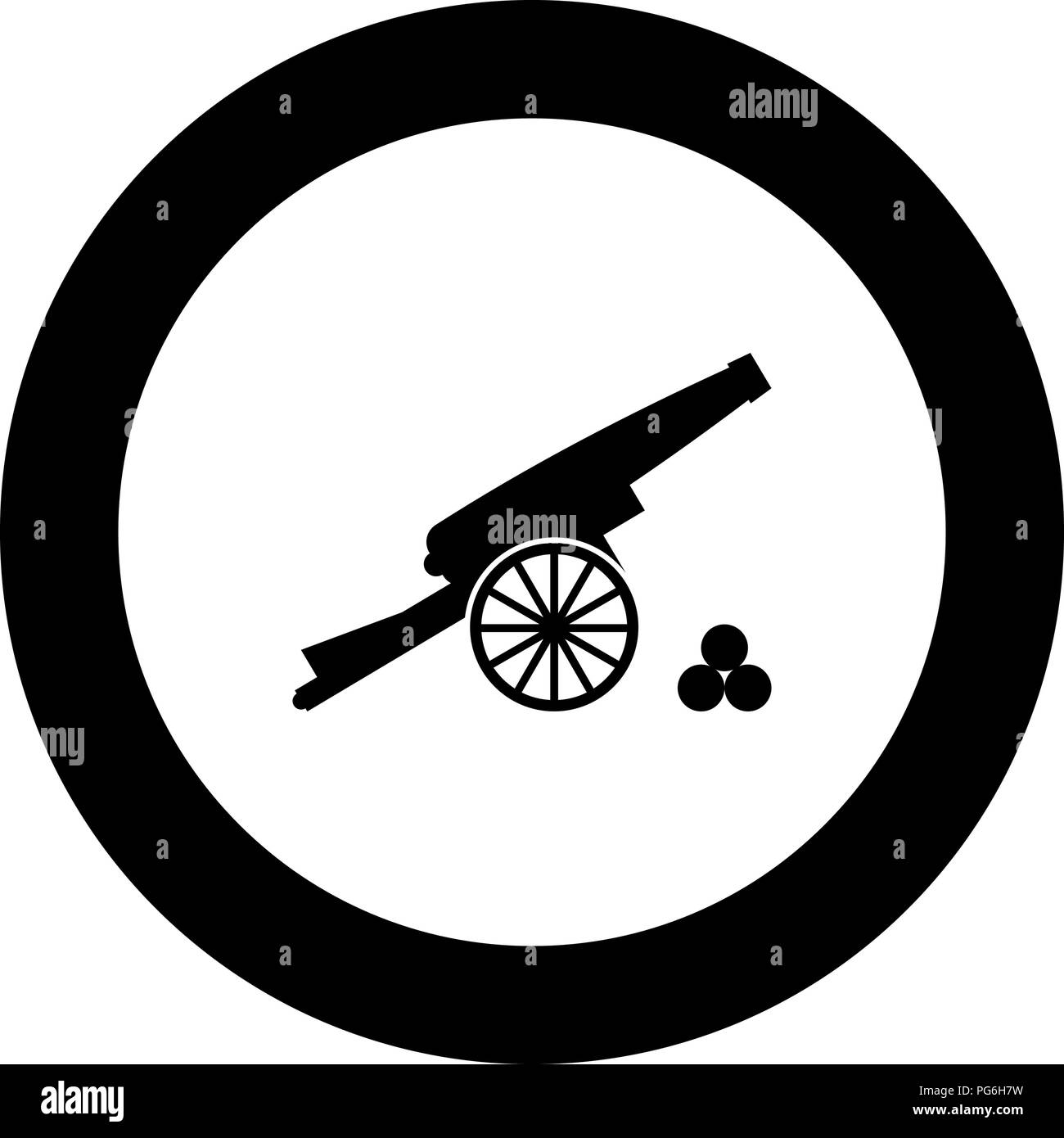 Medieval cannon firing cores icon black color in round circle vector I ...