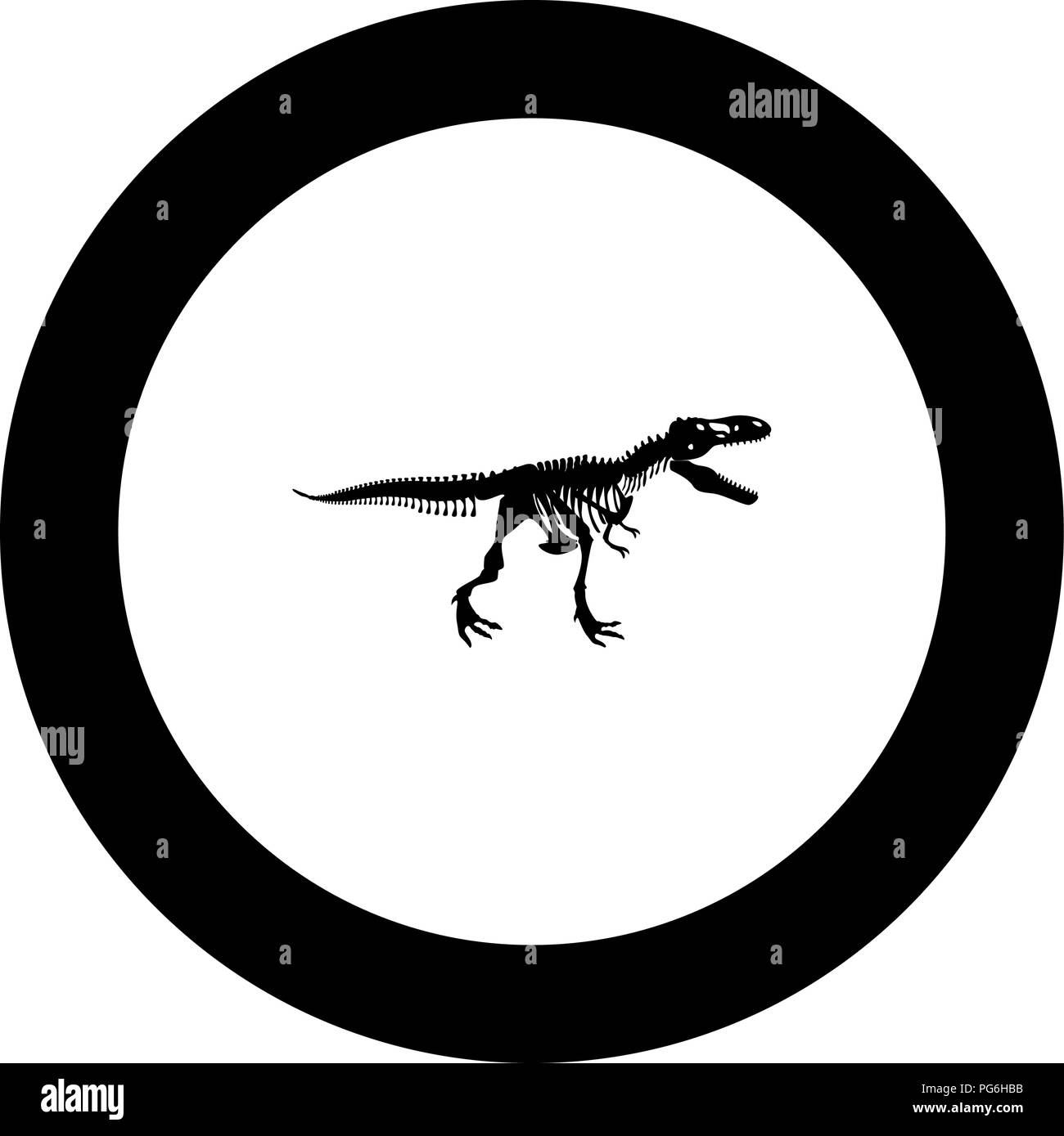 Dinosaur skeleton T rex icon black color in round circle vector I Stock ...