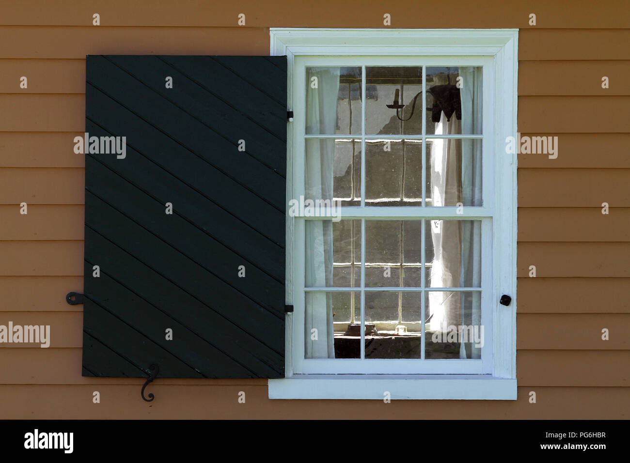 Simple window of a 19th century house at Appomattox Court House, VA ...