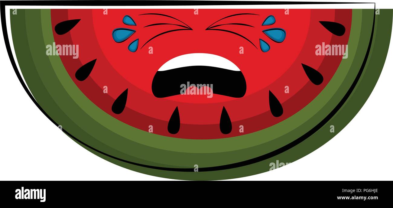 Crying watermelon cartoon character emote Stock Vector Image & Art - Alamy