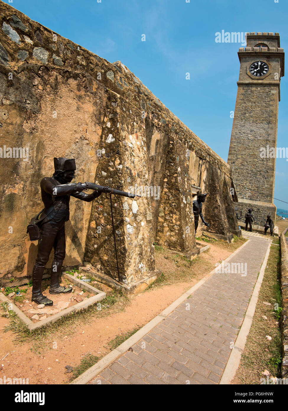 Vertical view of the iconic Clock Tower in Galle, Sri Lanka Stock Photo ...