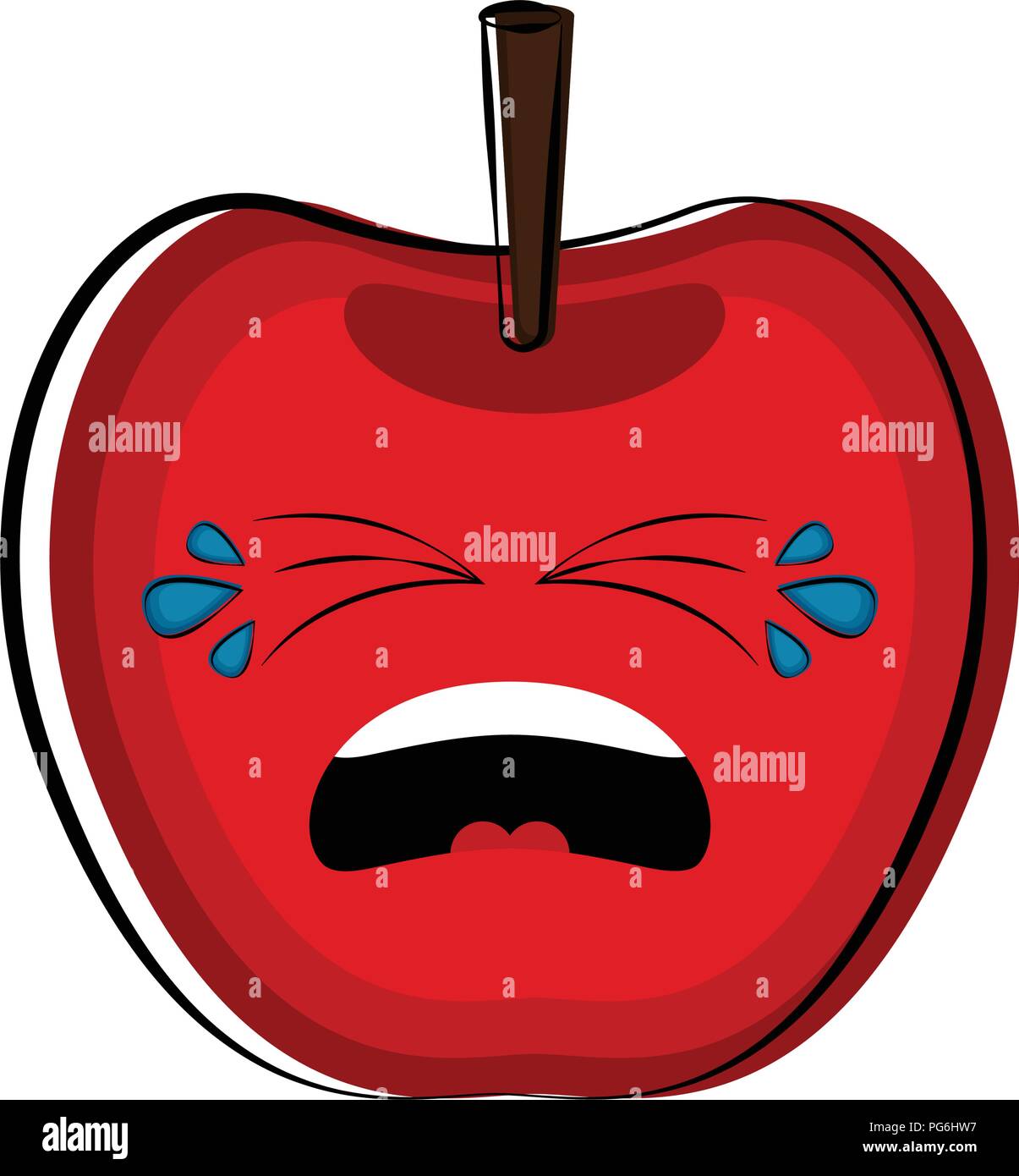 Crying apple cartoon character emote Stock Vector Image & Art - Alamy