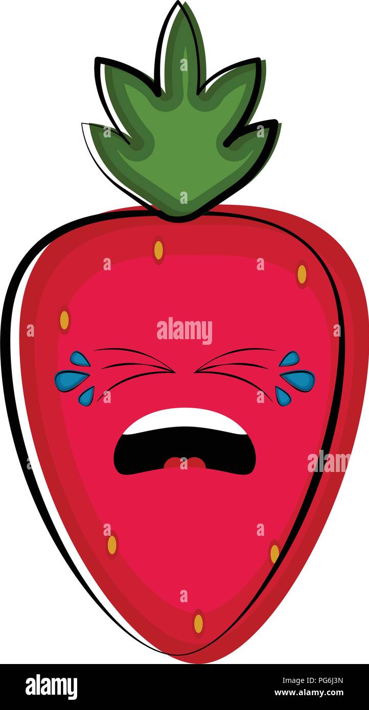 Crying strawberry cartoon character emote Stock Vector Image & Art - Alamy