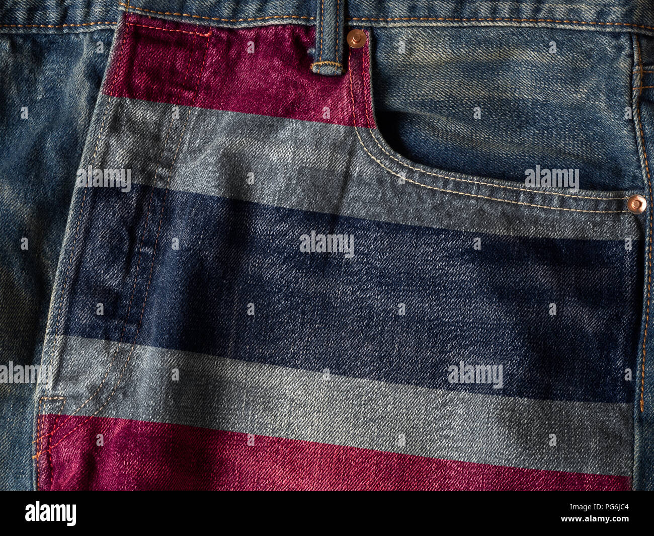 Kingdom of Thailand flag On Jeans Denim Texture. The concept of Kingdom ...