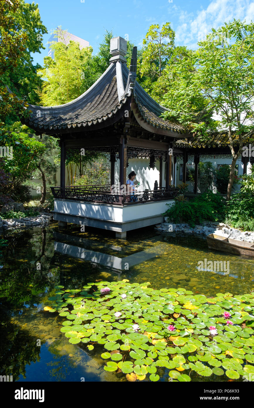 Pavilion at Lan Su Chinese Garden, Portland, Oregon, USA Stock Photo ...