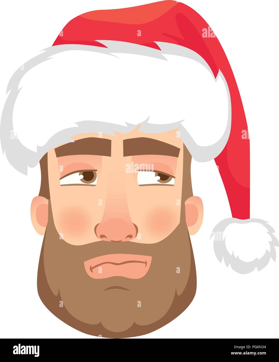 Head of a man in a Santa Claus hat. Man face expression. Human emotions ...