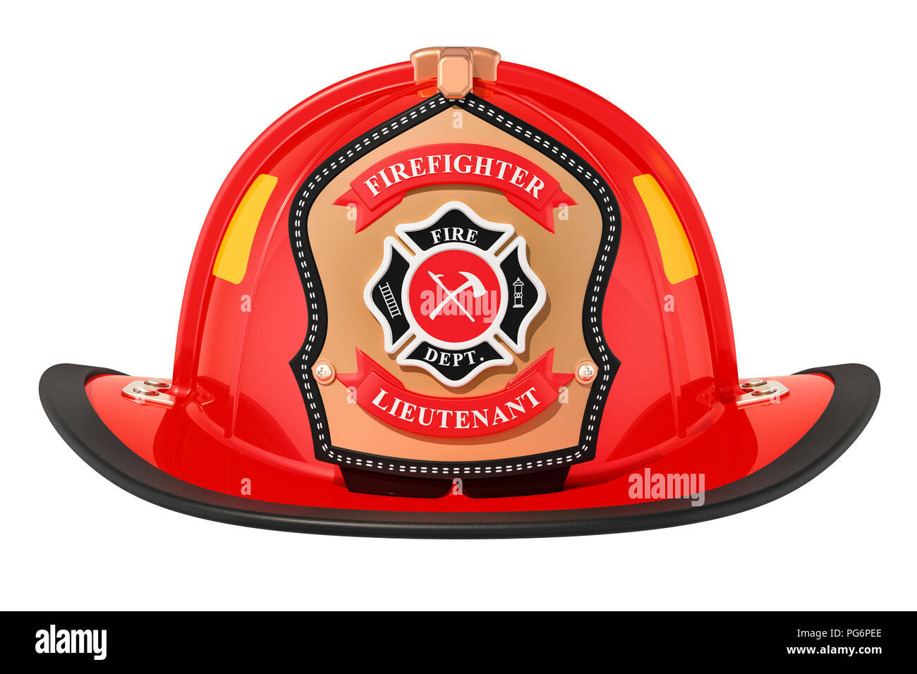 Firefighter Helmet closeup, 3D rendering isolated on white background ...