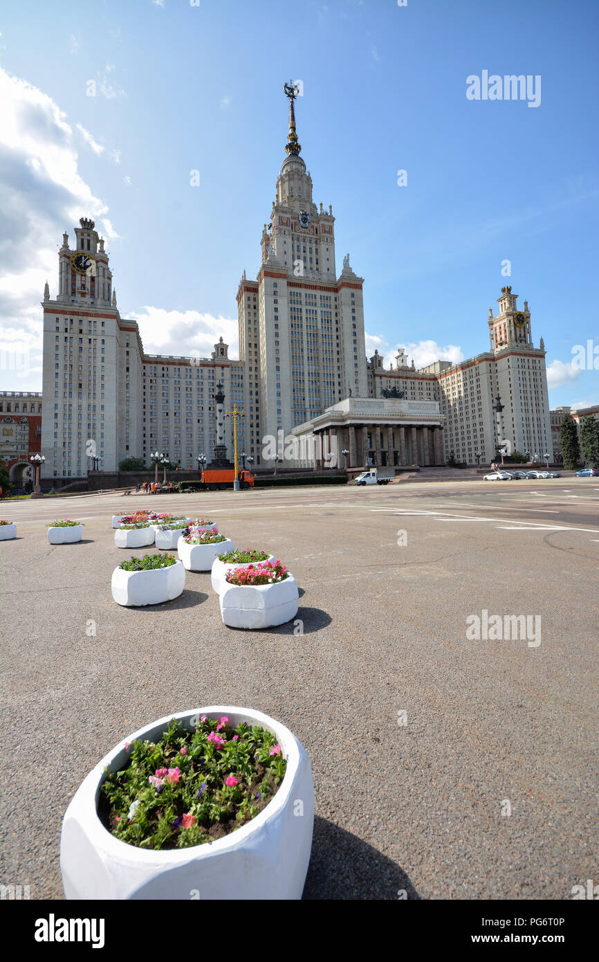 The building of the Moscow state University. High-rise building in the ...