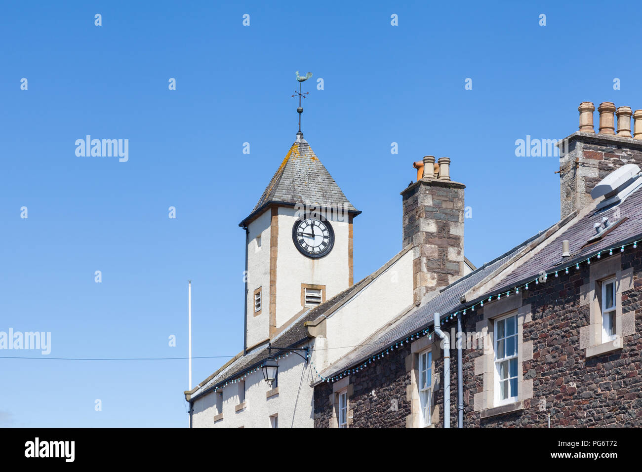 Lauder Town Hall Clock Tower. The clock tower of Lauder Town Hall is ...