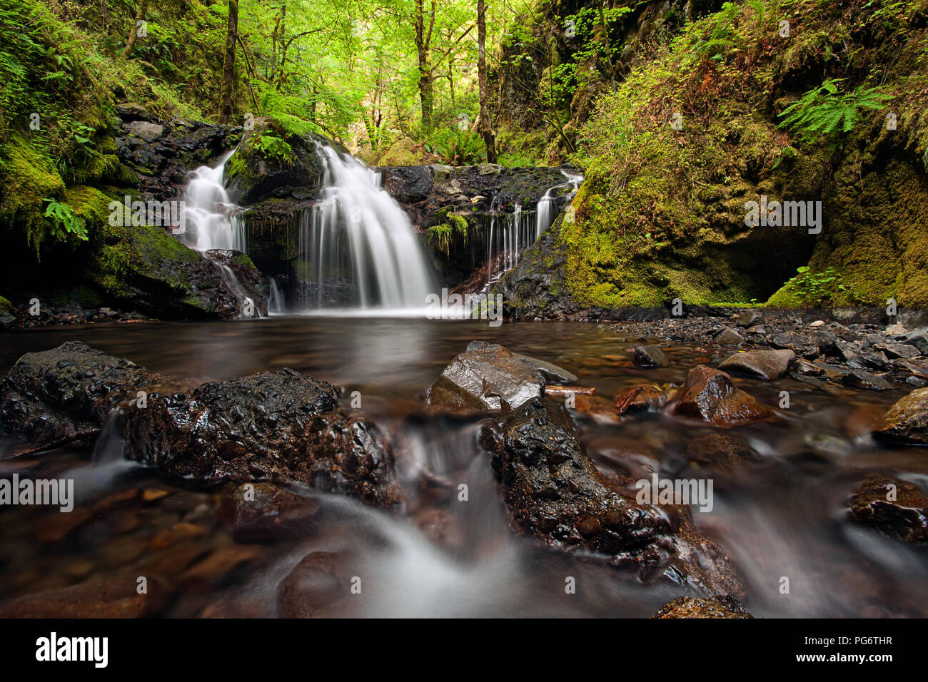 Emerald Falls along Gorton Creek in the Columbia River Gorge, Oregon ...
