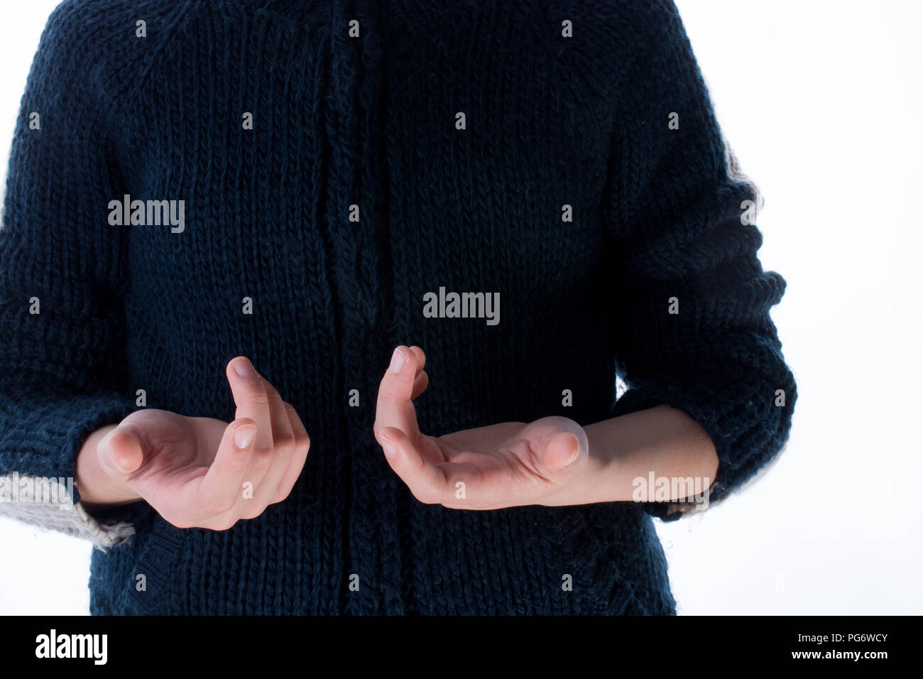 Hand making a gesture on a white background Stock Photo - Alamy