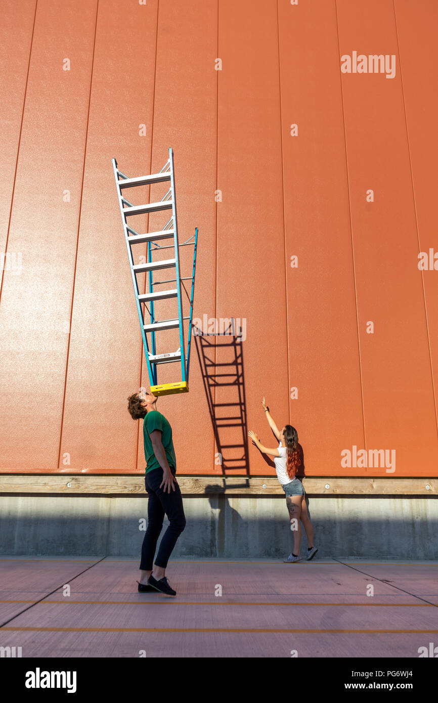 Two ladders hi-res stock photography and images - Alamy