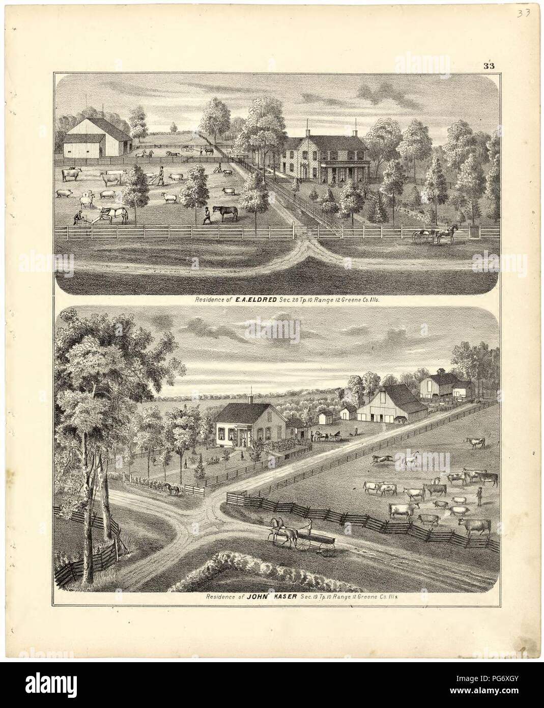 Atlas map of Greene County, Illinois Stock Photo - Alamy
