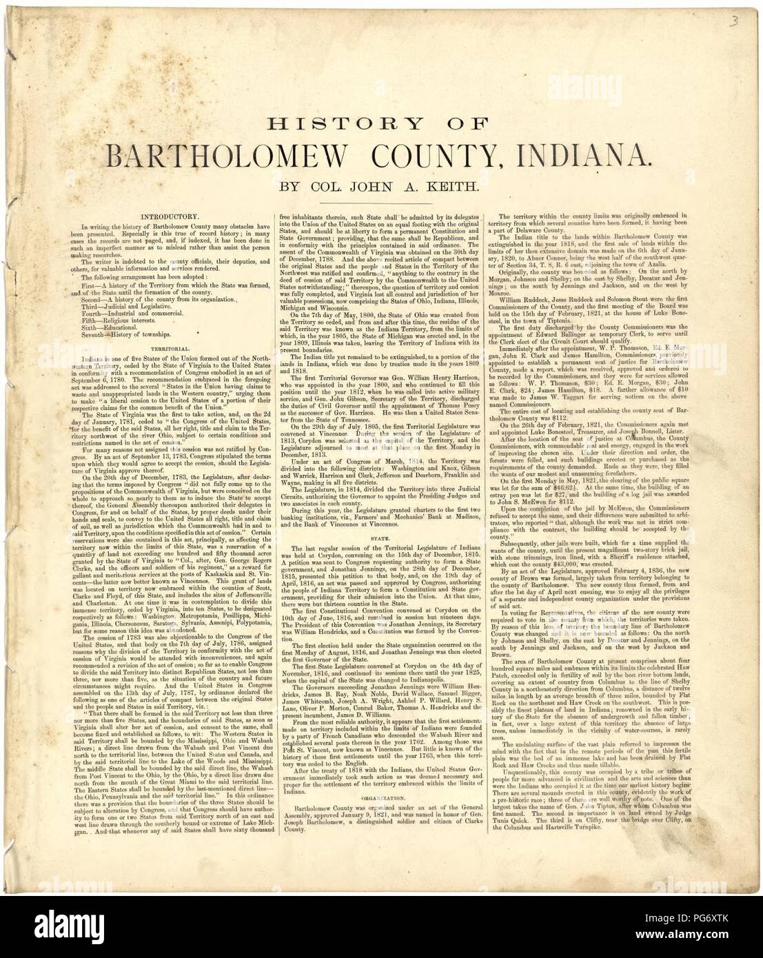 Atlas of Bartholomew Co., Indiana - to which are added various general ...