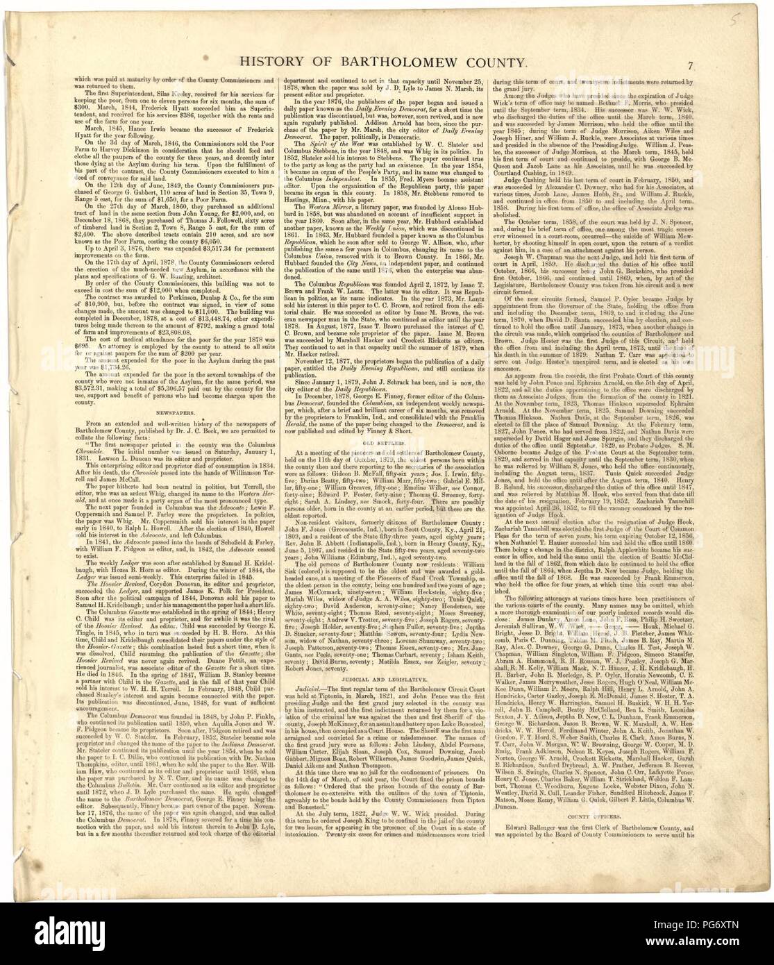 Atlas of Bartholomew Co., Indiana - to which are added various general ...