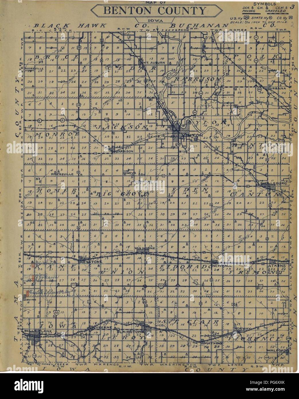 Atlas of Benton County, Iowa Stock Photo - Alamy