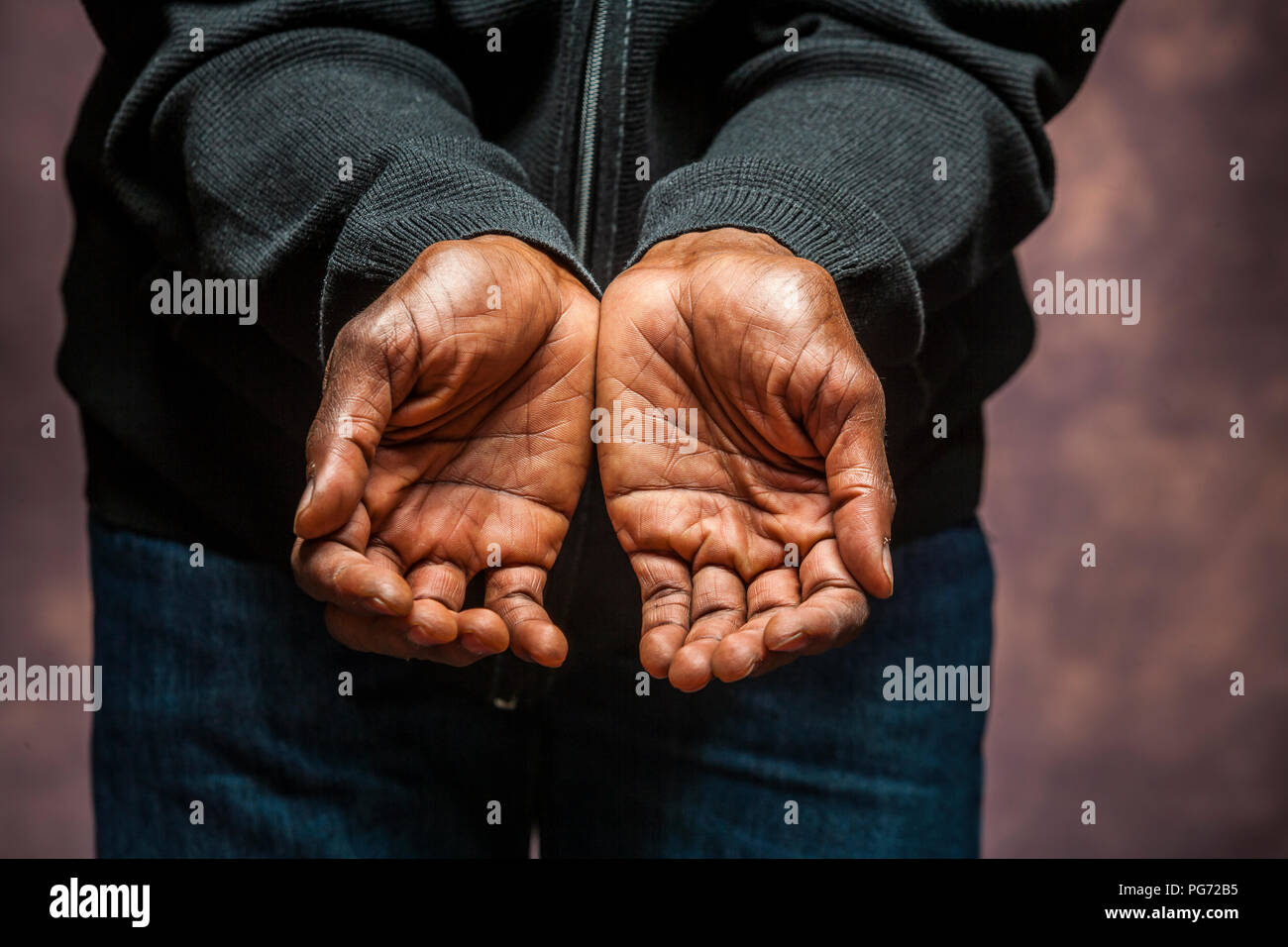 Portrait of a pair of dark complexioned / African American / black male ...