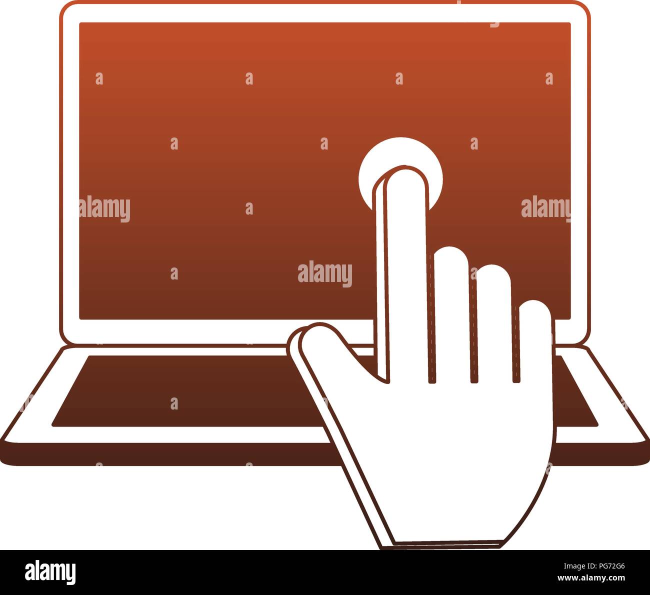 Cursor touching laptop screen red lines Stock Vector Image & Art - Alamy