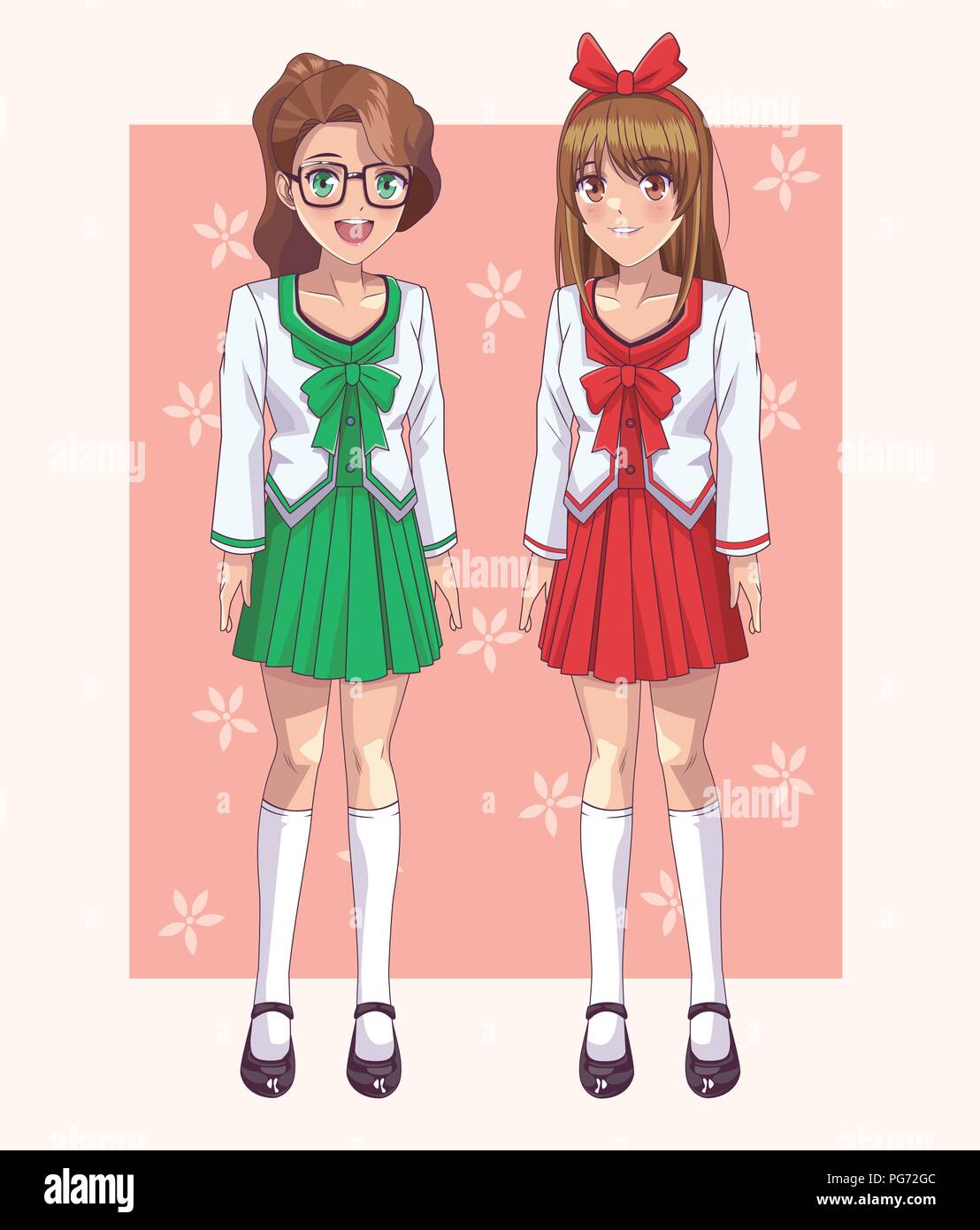 Couple of anime students womens Stock Vector Image & Art - Alamy