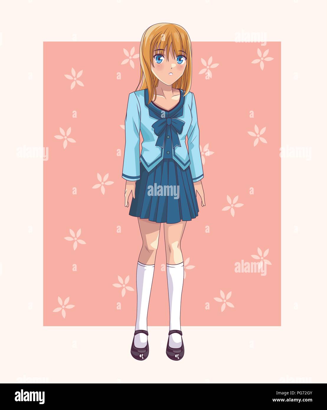 Beautiful anime student woman Stock Vector Image & Art - Alamy