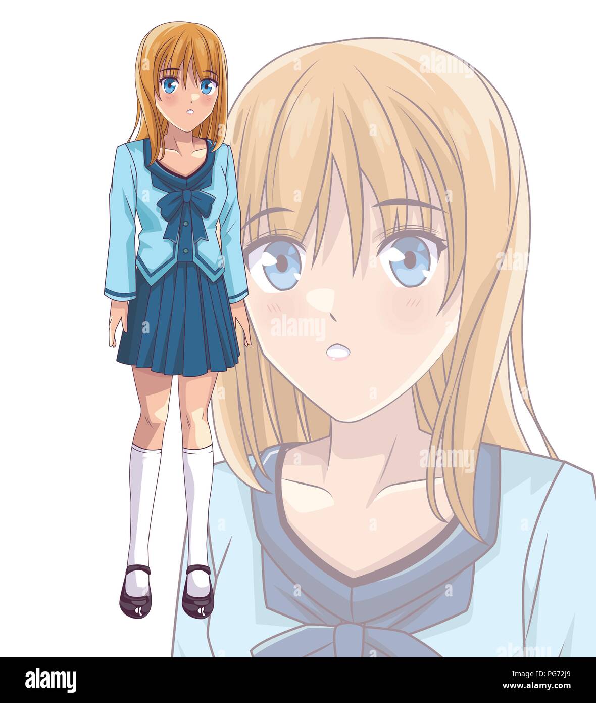 Young anime school student woman Stock Vector Image & Art - Alamy