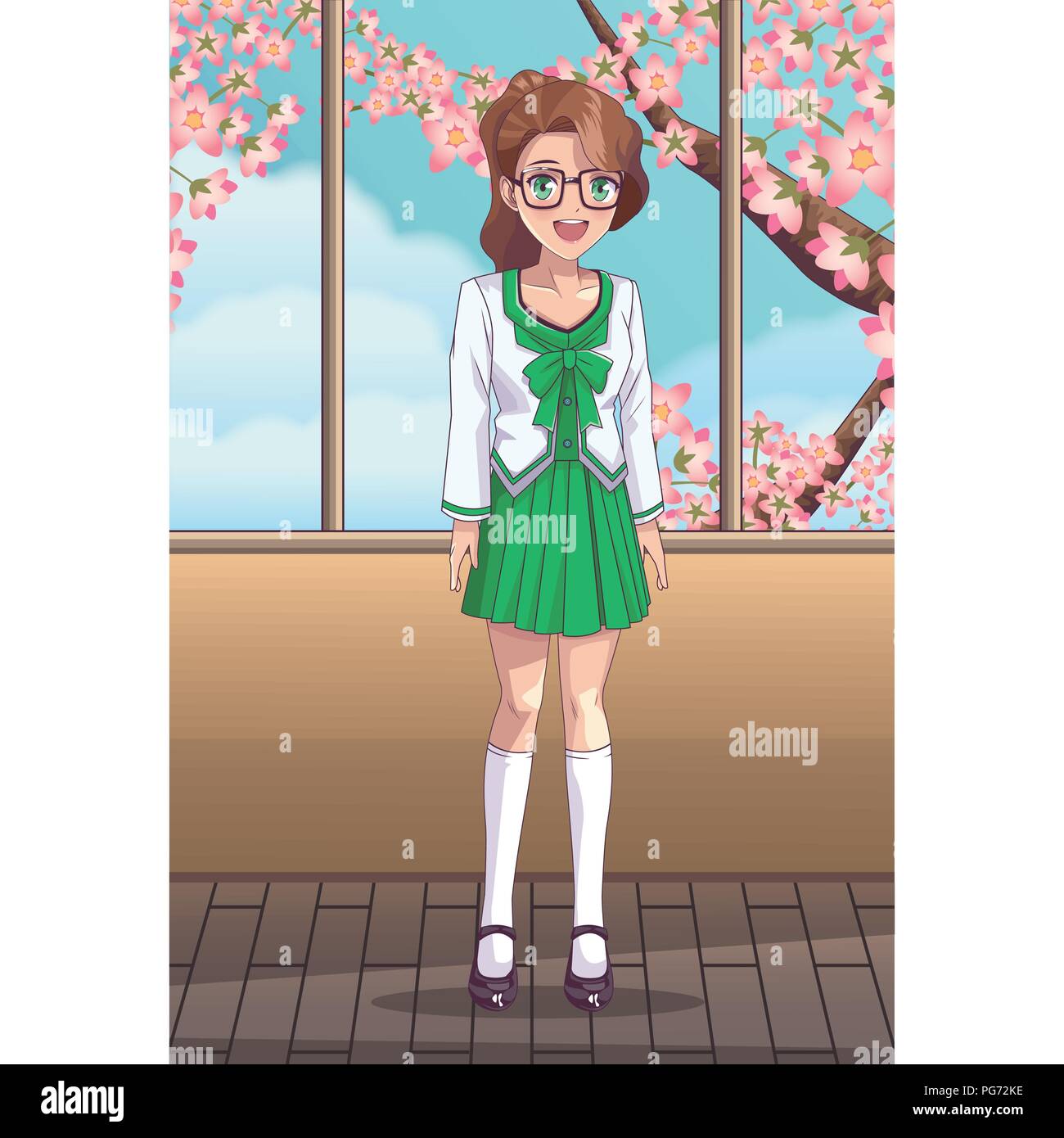 Beautiful anime woman student Stock Vector Image & Art - Alamy