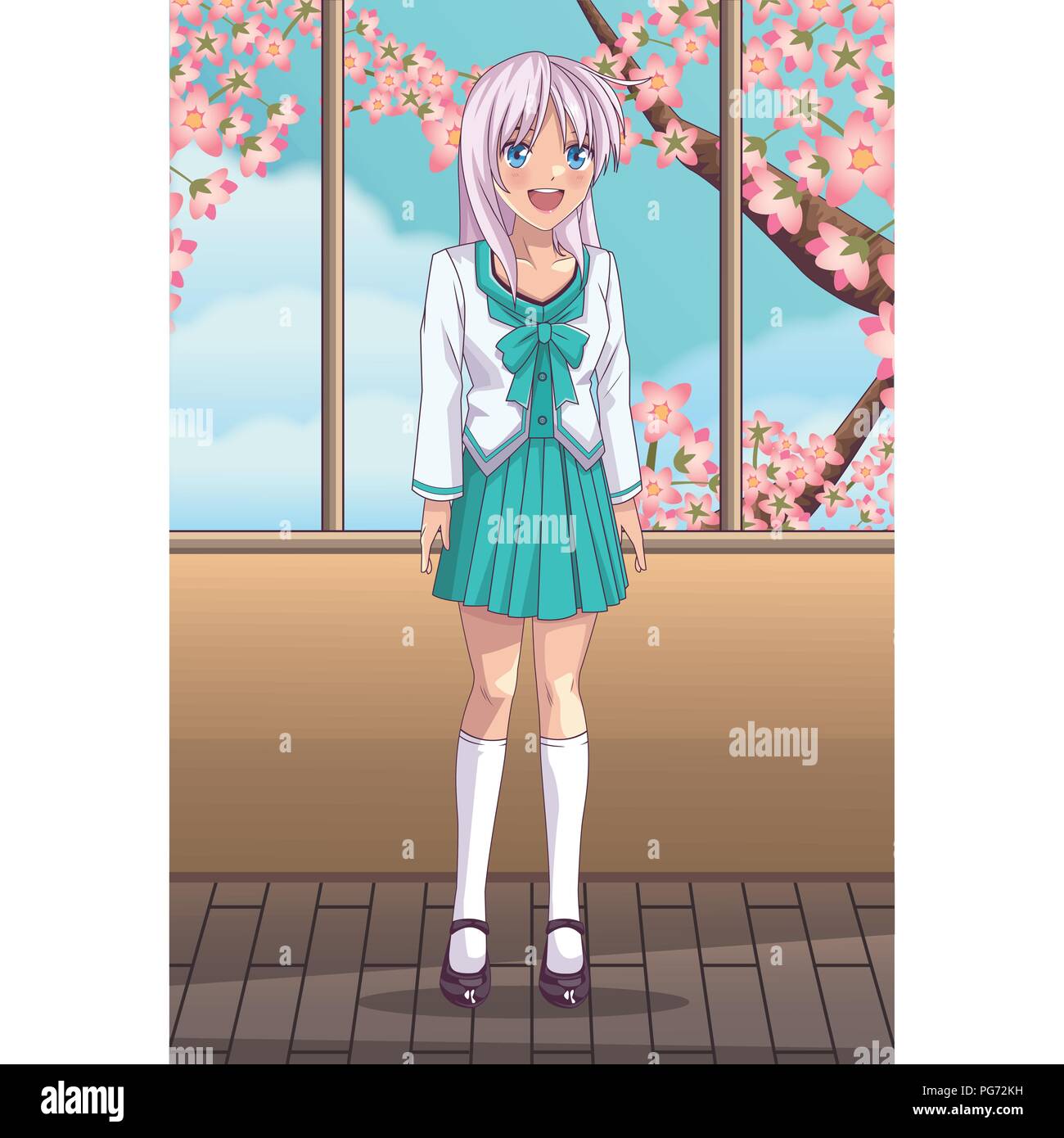 Beautiful anime woman student Stock Vector Image & Art - Alamy