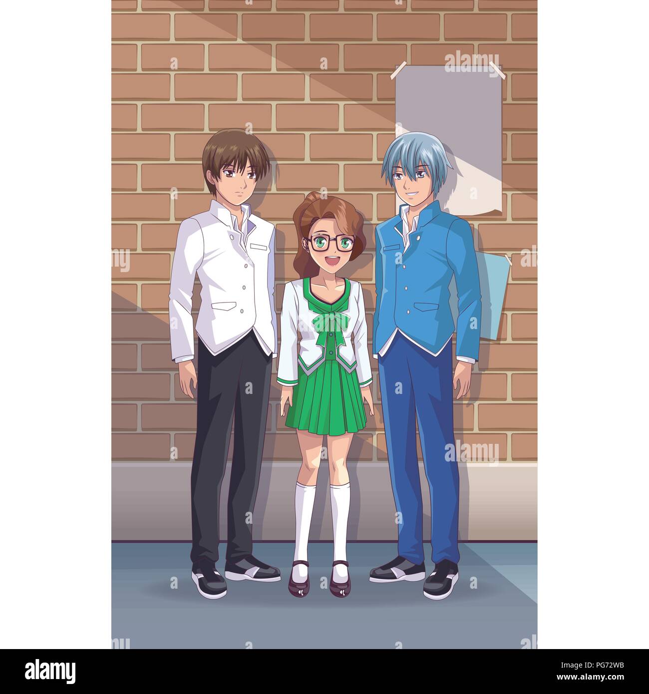 Young students manga cartoon Stock Vector Image & Art - Alamy