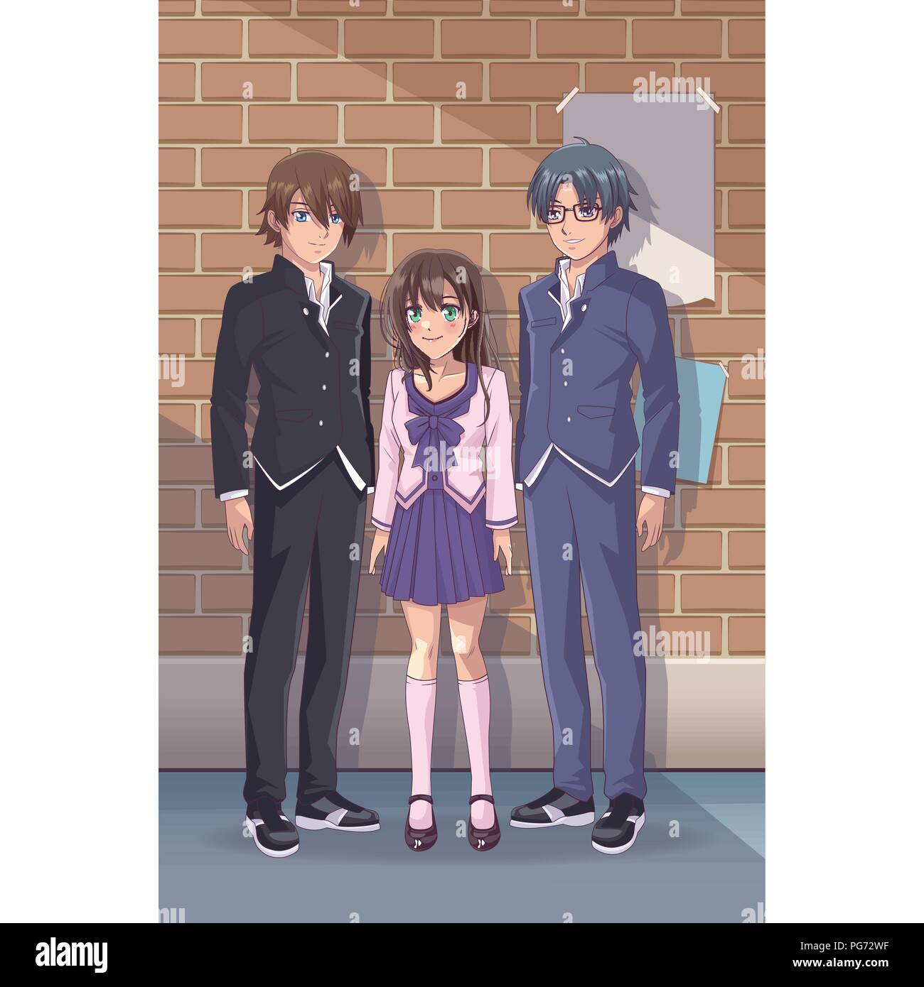 Young students manga cartoon Stock Vector Image & Art - Alamy