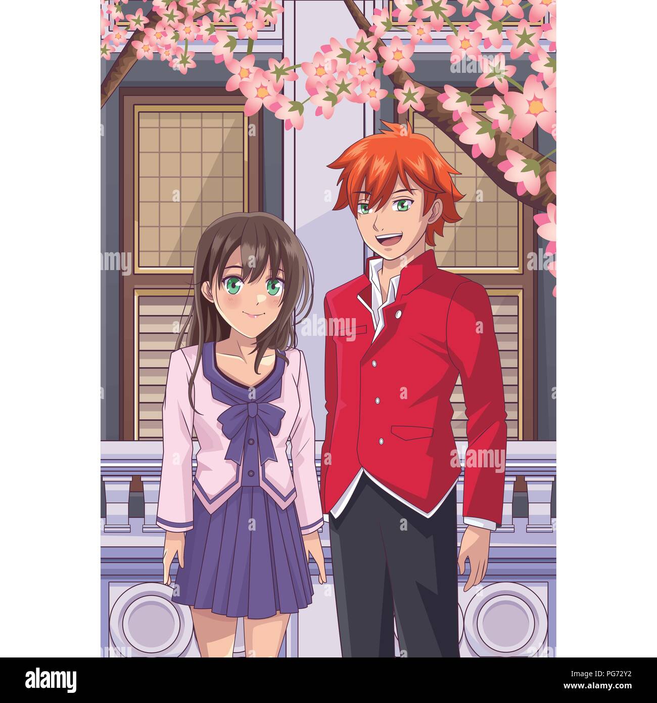 Anime friends in the street Stock Vector Image & Art - Alamy