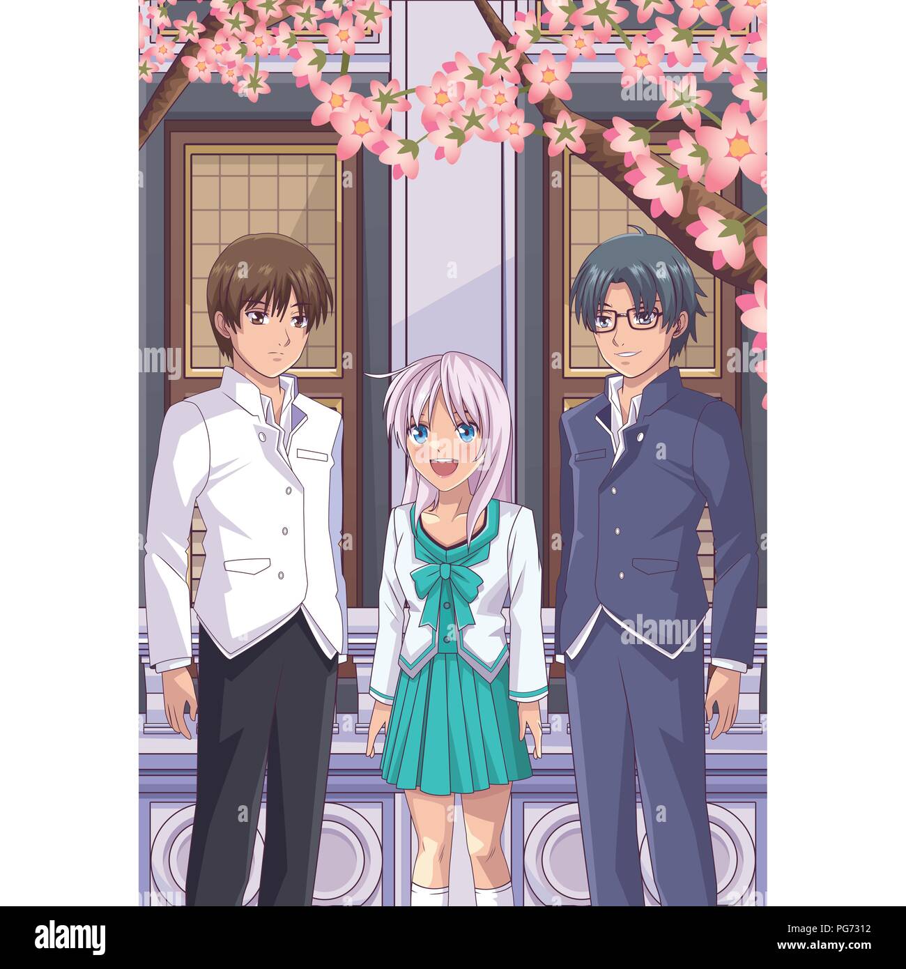 Anime friends in the street Stock Vector Image & Art - Alamy