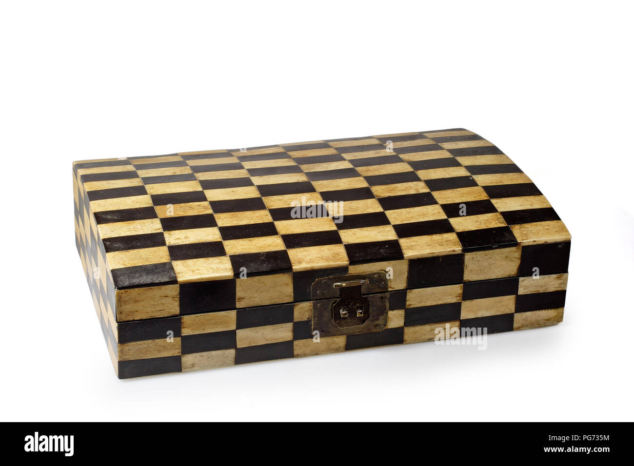 Old checkered wooden box isolated Stock Photo - Alamy
