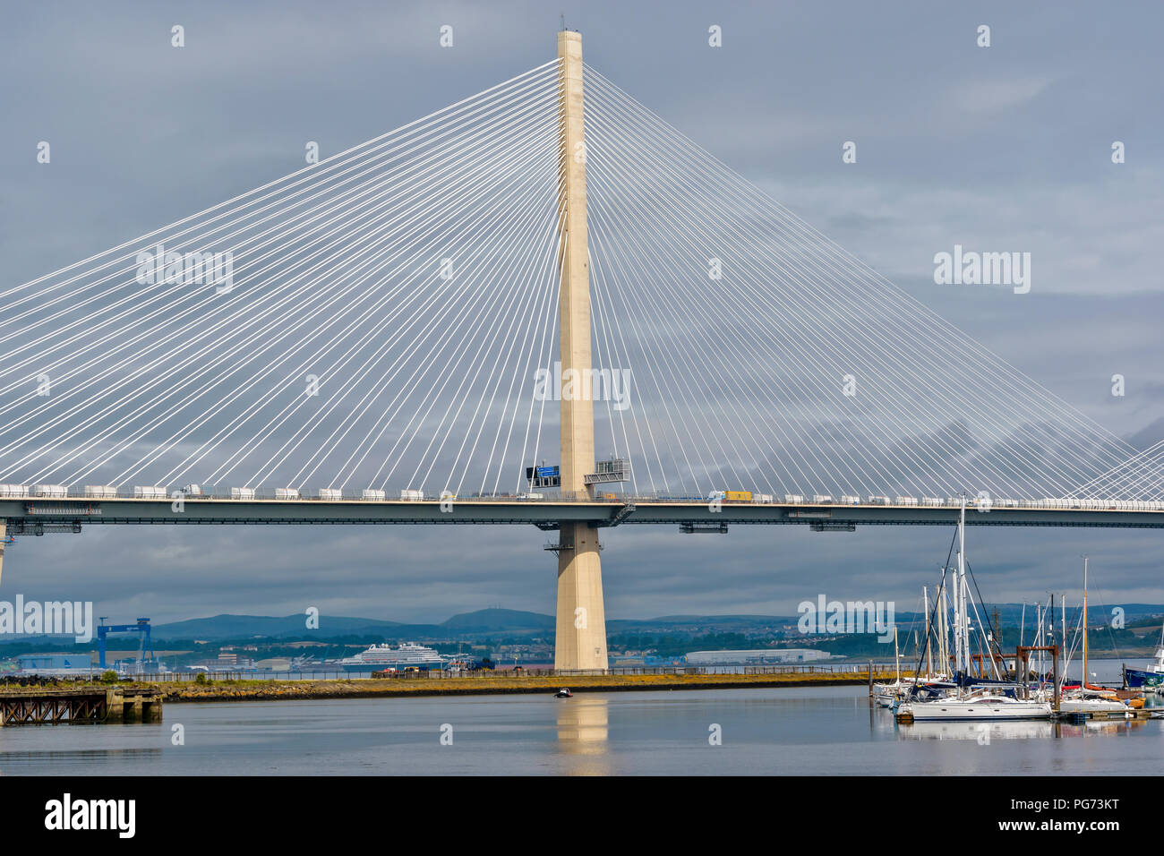 NEW FORTH ROAD BRIDGE QUEENSFERRY CROSSING WITH YACHTS IN PORT EDGAR ...