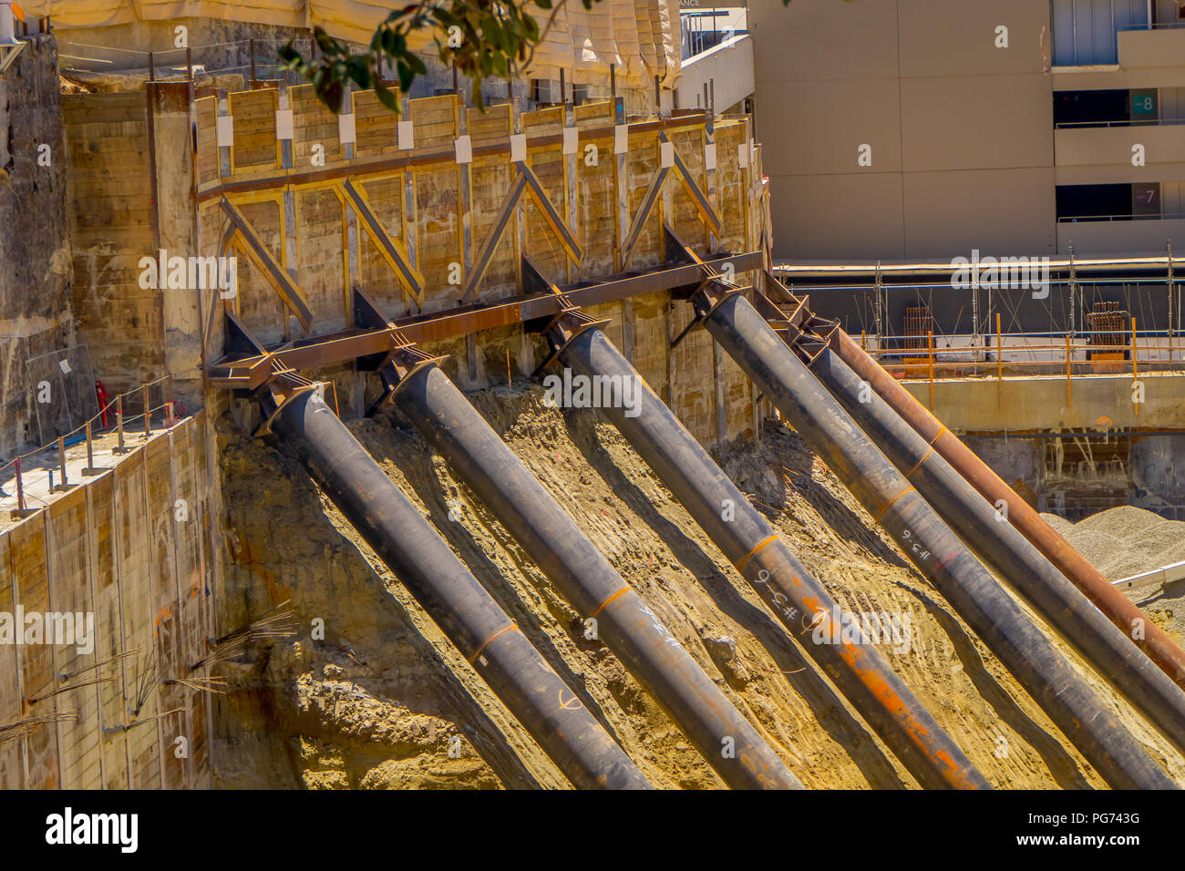 Los Angeles, California, USA, JUNE, 15, 2018: Subterranean construction ...