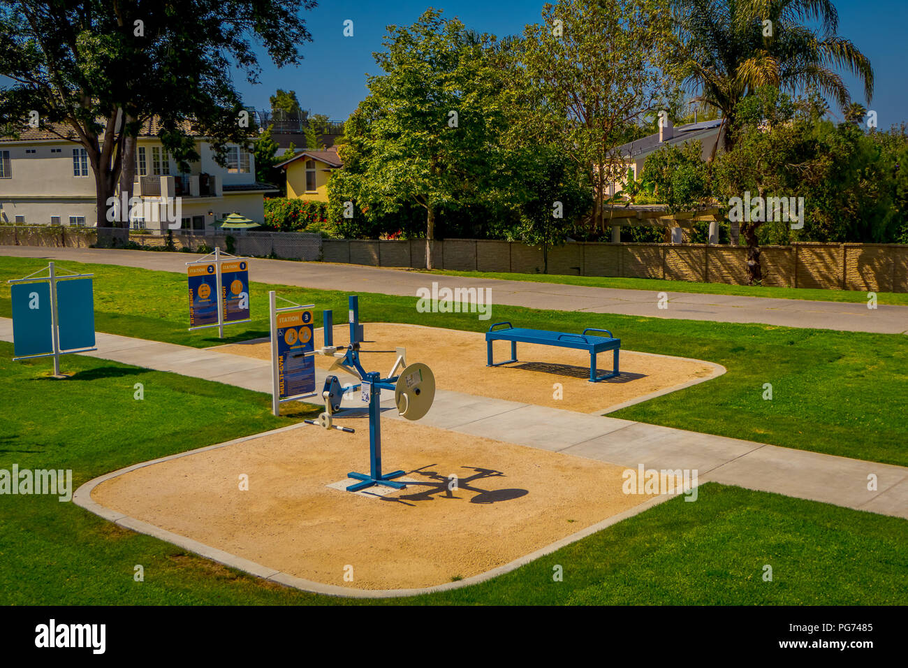 Los Angeles, California, USA, AUGUST, 20, 2018: Outdoor view of park ...
