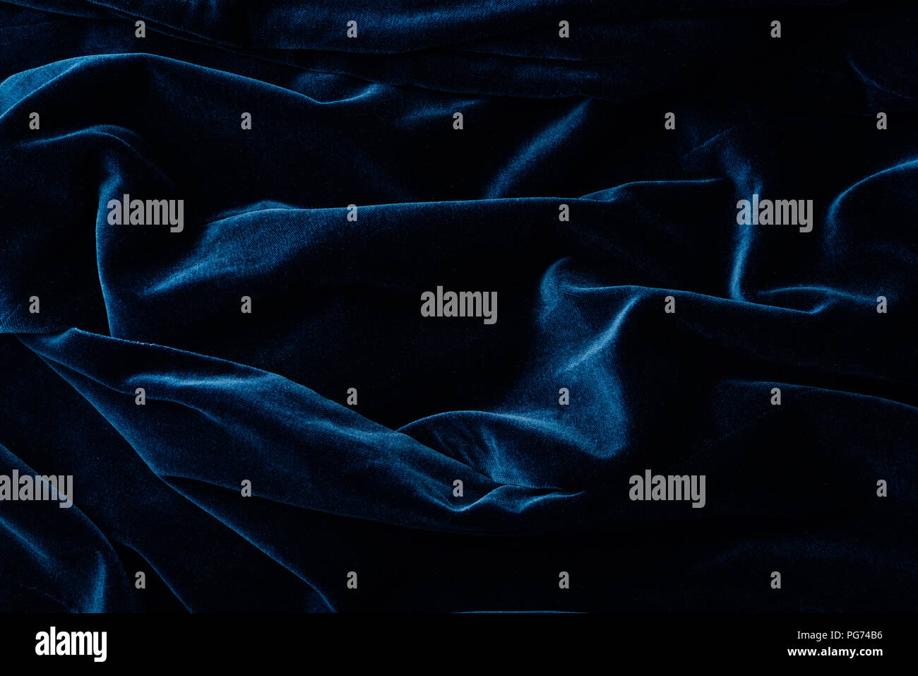 elevated view of dark turquoise velvet textile as background Stock ...