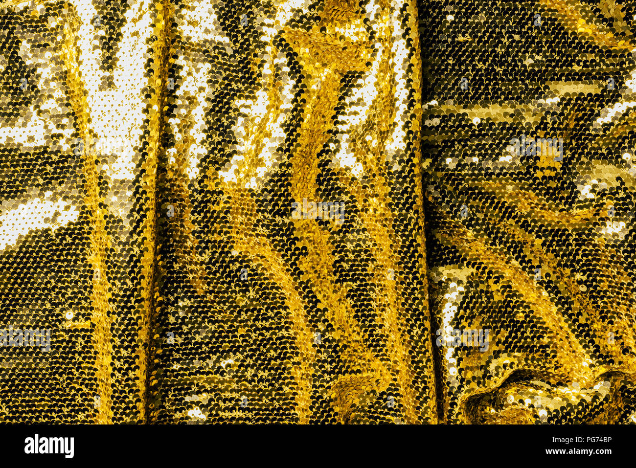 top view of golden textile with shiny sequins as background Stock Photo ...