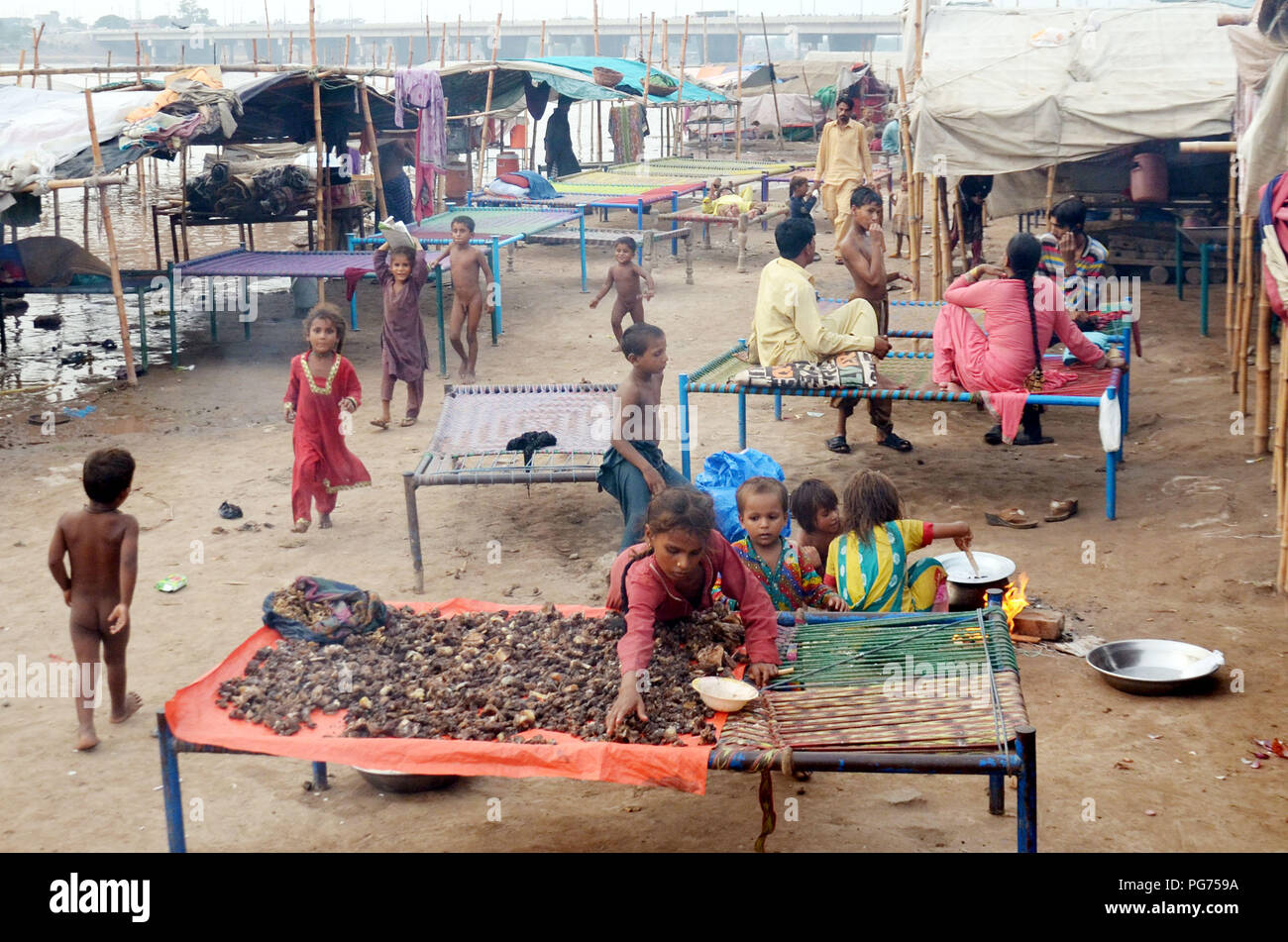 Lahore, Pakistan. 23rd Aug, 2018. Pakistani gypsy people spread salted ...
