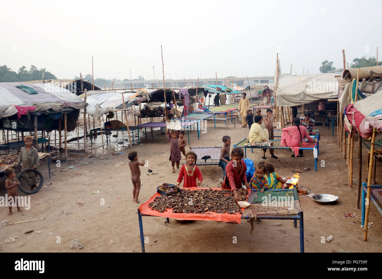 Lahore, Pakistan. 23rd Aug, 2018. Pakistani gypsy people spread salted ...