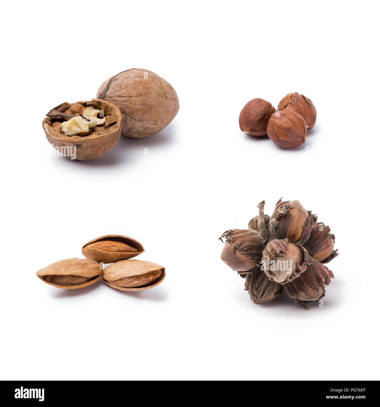 Variety of nuts isolated on white background Stock Photo - Alamy