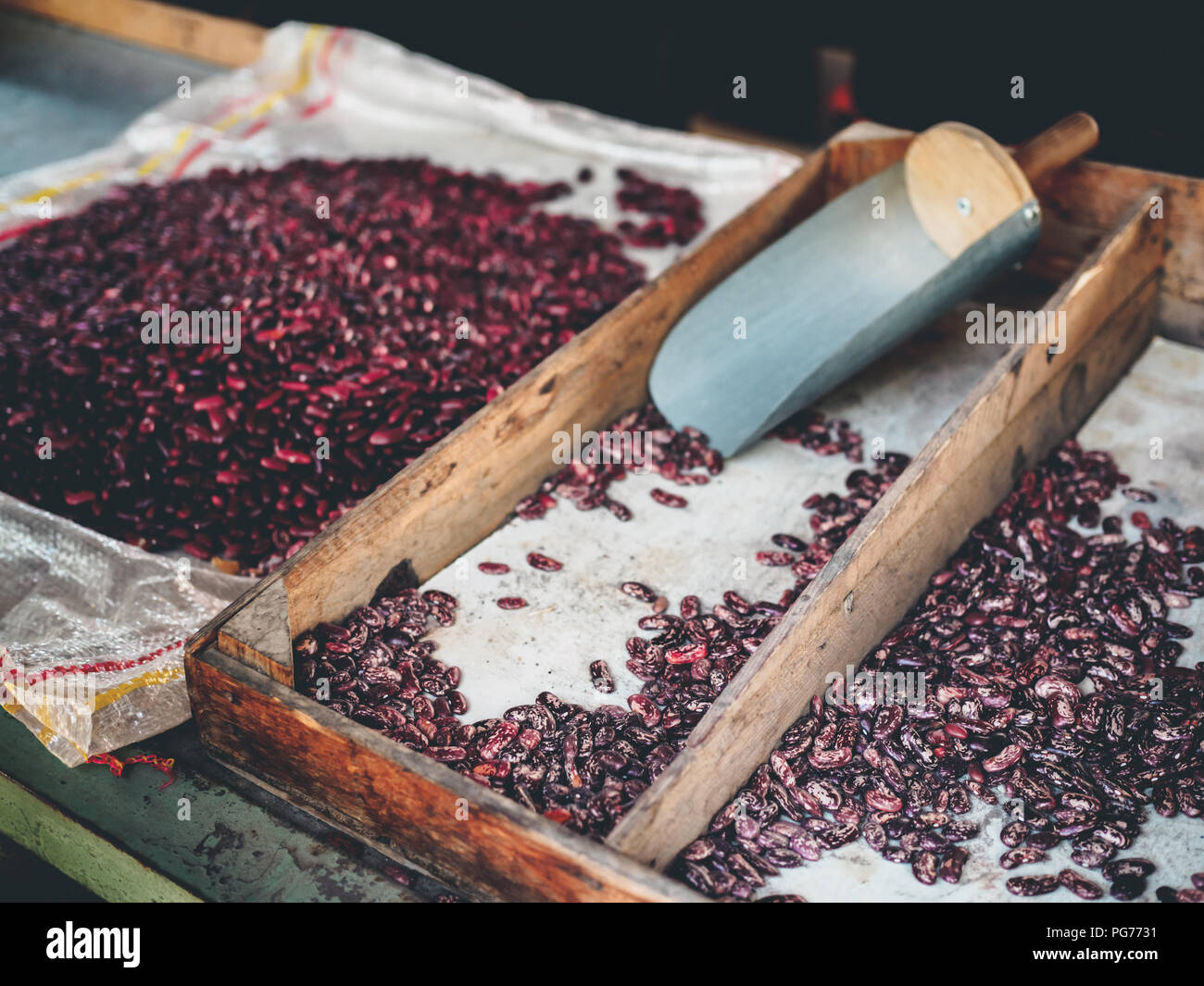 red kidney beans in wooden boxes at georgian market Stock Photo - Alamy