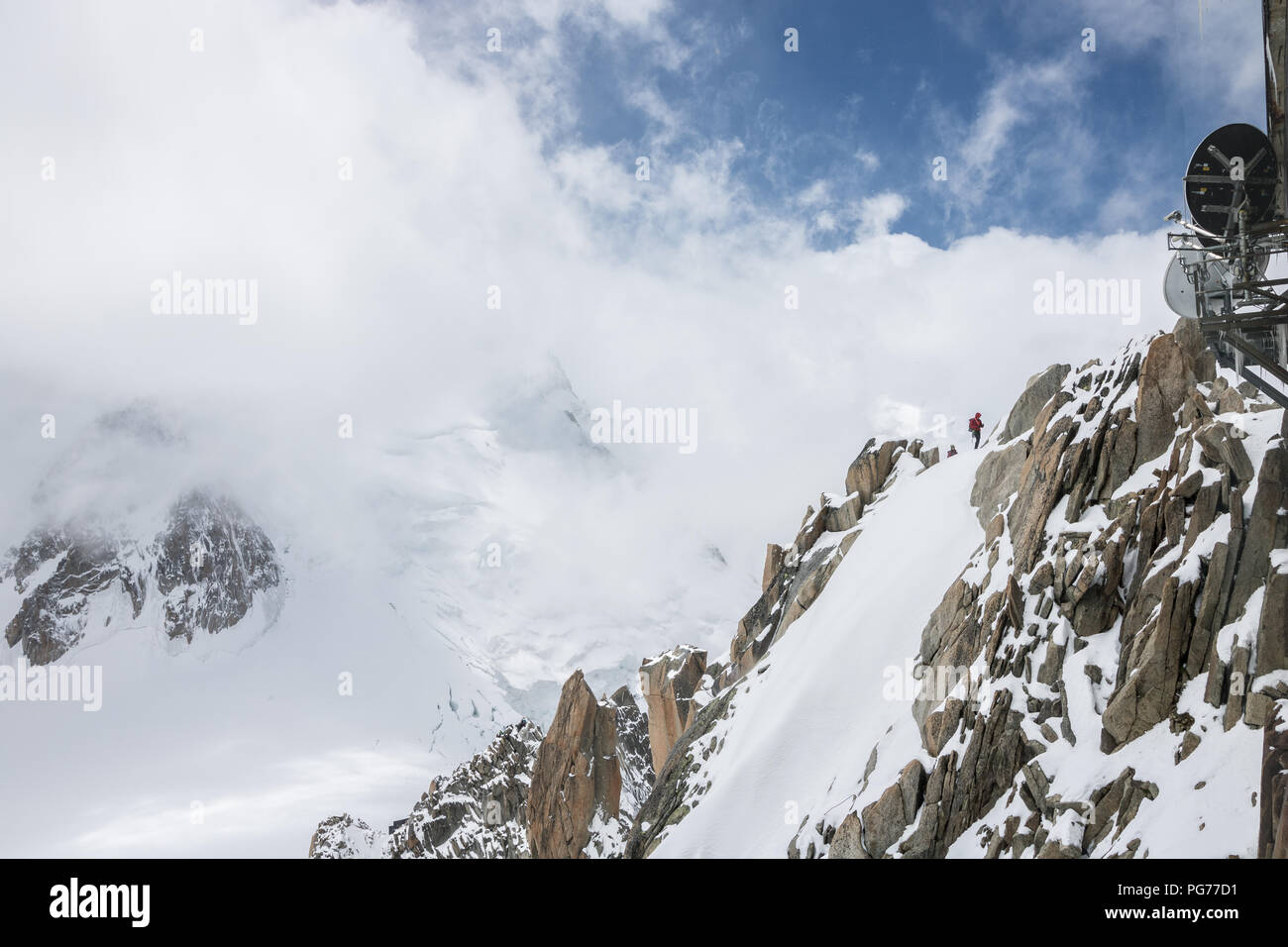 Landscape at the peak covered with snow, Mont Blanc, France Stock Photo ...