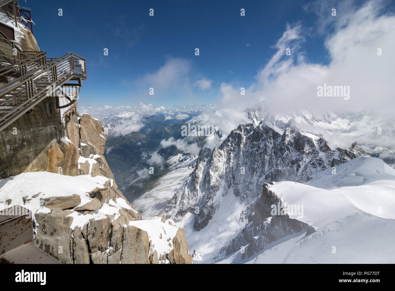 Landscape at the peak covered with snow, Mont Blanc, France Stock Photo ...