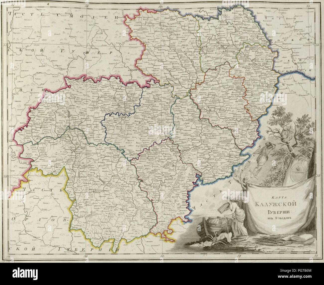 Atlas of Russian Empire (1800). Kaluga governorate Stock Photo - Alamy