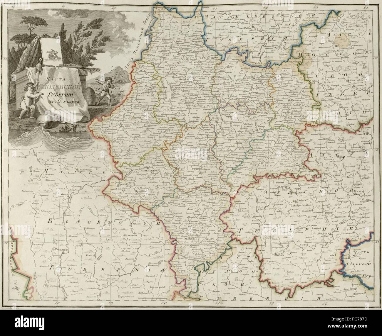Atlas of Russian Empire (1800). Smolensk governorate Stock Photo - Alamy
