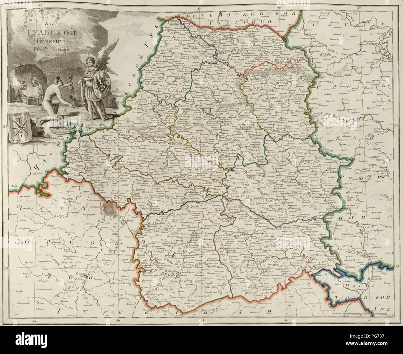 Atlas of Russian Empire (1800). Tula governorate Stock Photo - Alamy