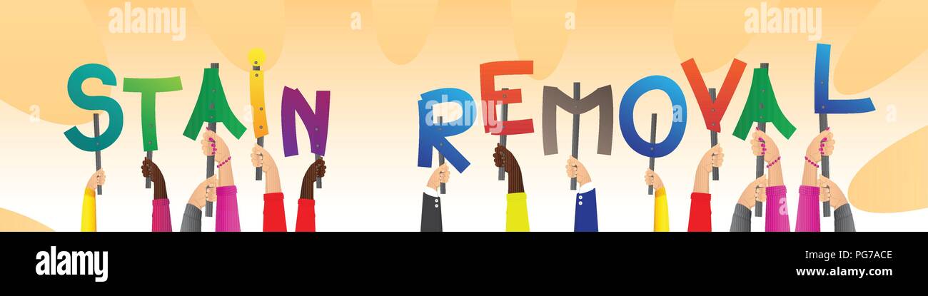 Diverse hands holding letters of the alphabet created the word Stain ...