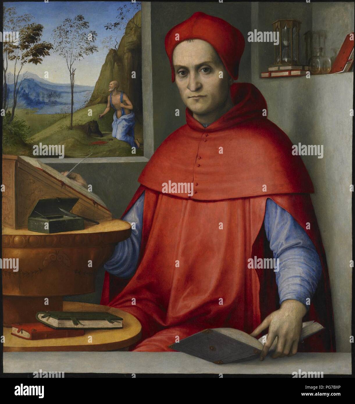 Attributed to Lorenzo Costa - Portrait of a Cardinal in his Study - 70. ...