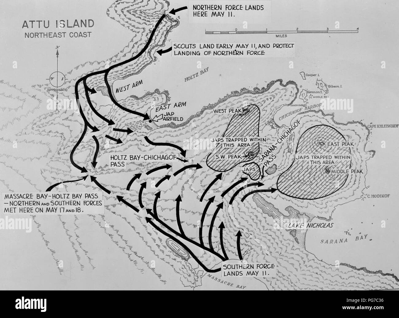 Attu battle map May 1943 Stock Photo - Alamy